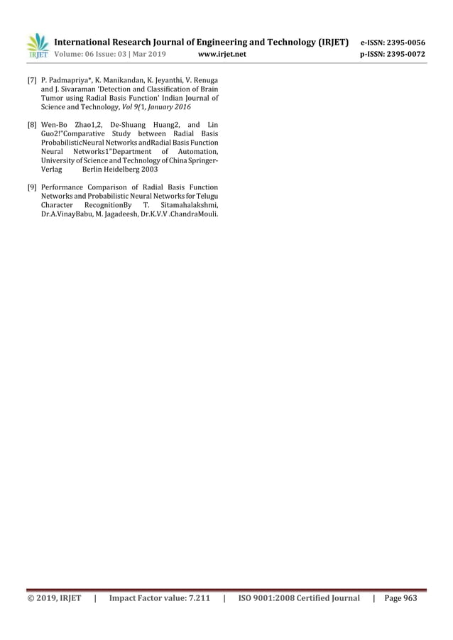 Irjet Image Segmentation Using Classification Of Radial Basis Function Of Neural Network In