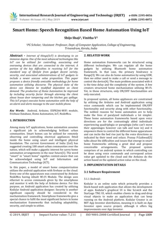 IRJET- Smart Home: Speech Recognition based Home Automation using IoT | PDF