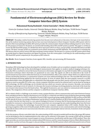 IRJET- Fundamental of Electroencephalogram (EEG) Review for Brain-Computer Interface (BCI ...