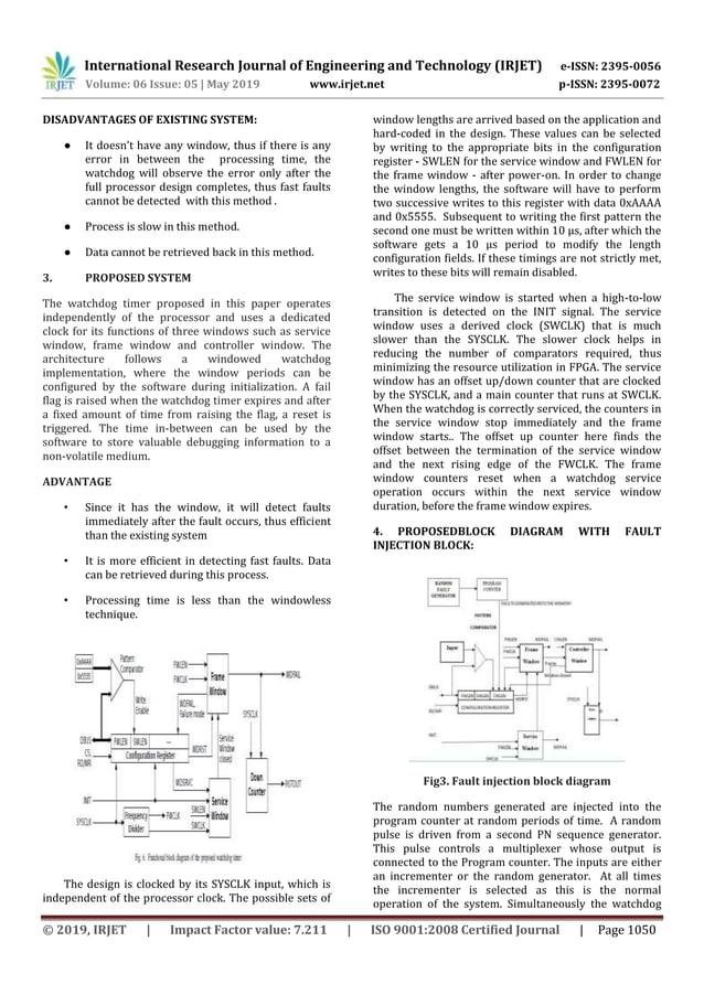 IRJET- FPGA Implementation of an Improved Watchdog Timer for Safety Critical Applications | PDF