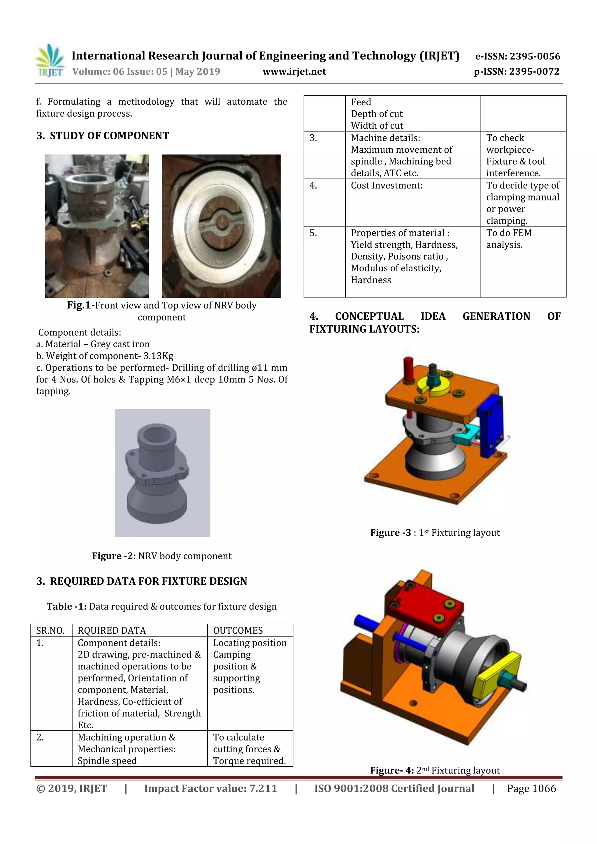 IRJET- Design, Development and Manufacturing of Dedicated Fixture for the NRV Body Component for ...