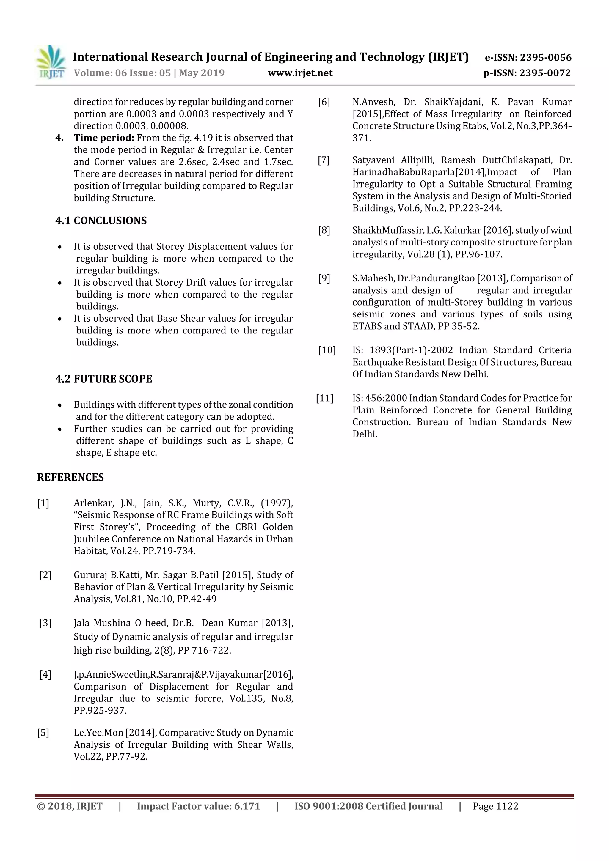 IRJET- Seismic Analysis of Vertical Irregular Building Frames | PDF