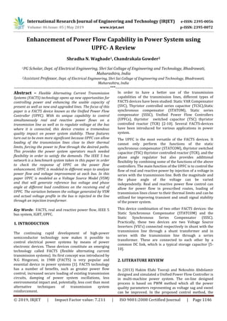 IRJET- Enhancement of Power Flow Capability in Power System using UPFC- A RevieW | PDF