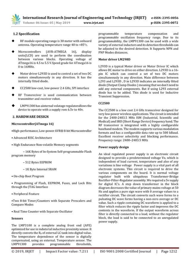 IRJET- Wireless Controlled Robot for Bomb Detection and Defusion | PDF
