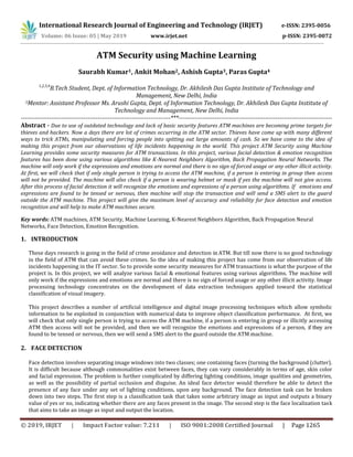 IRJET- ATM Security using Machine Learning | PDF