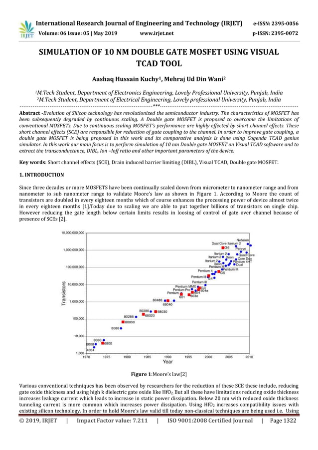 Irjet Simulation Of 10nm Double Gate Mosfet Using Visual Tcad Tool Pdf