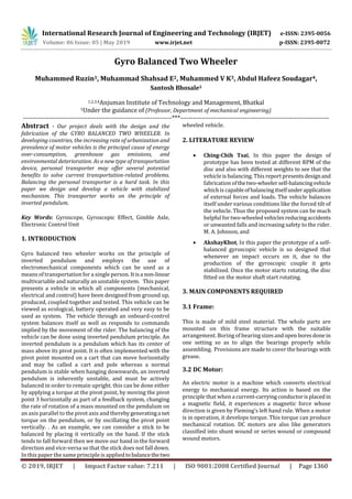 IRJET- Gyro Balanced Two Wheeler | PDF