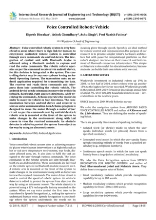 IRJET- Voice Controlled Robotic Vehicle | PDF