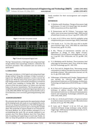 IRJET- Switch Level Implementation of A 4-Bit Logical Unit using Mixed Logic Design Method | PDF