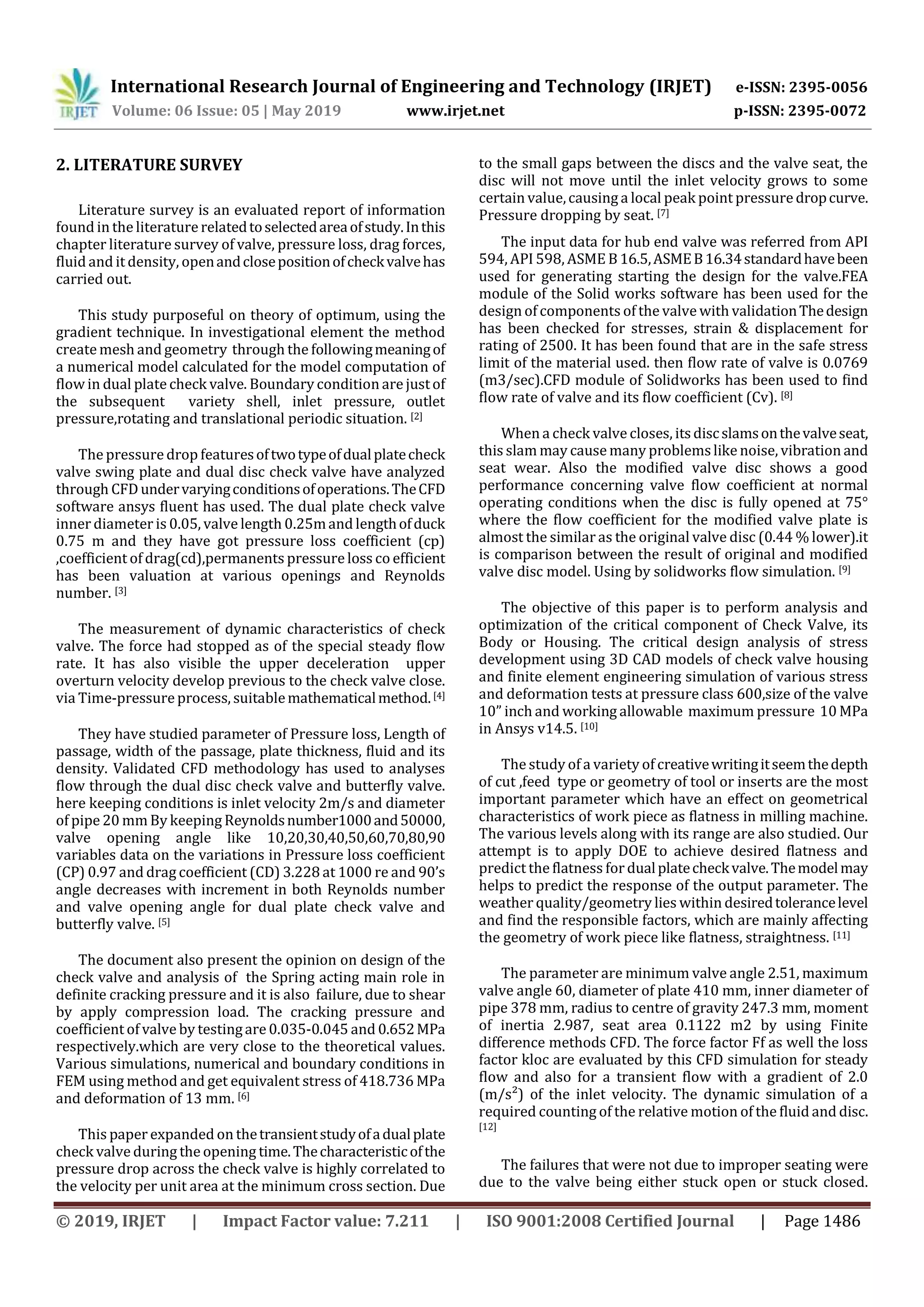 IRJET- A Review of Design and Analysis of Retainerless Dual Plate Check ...
