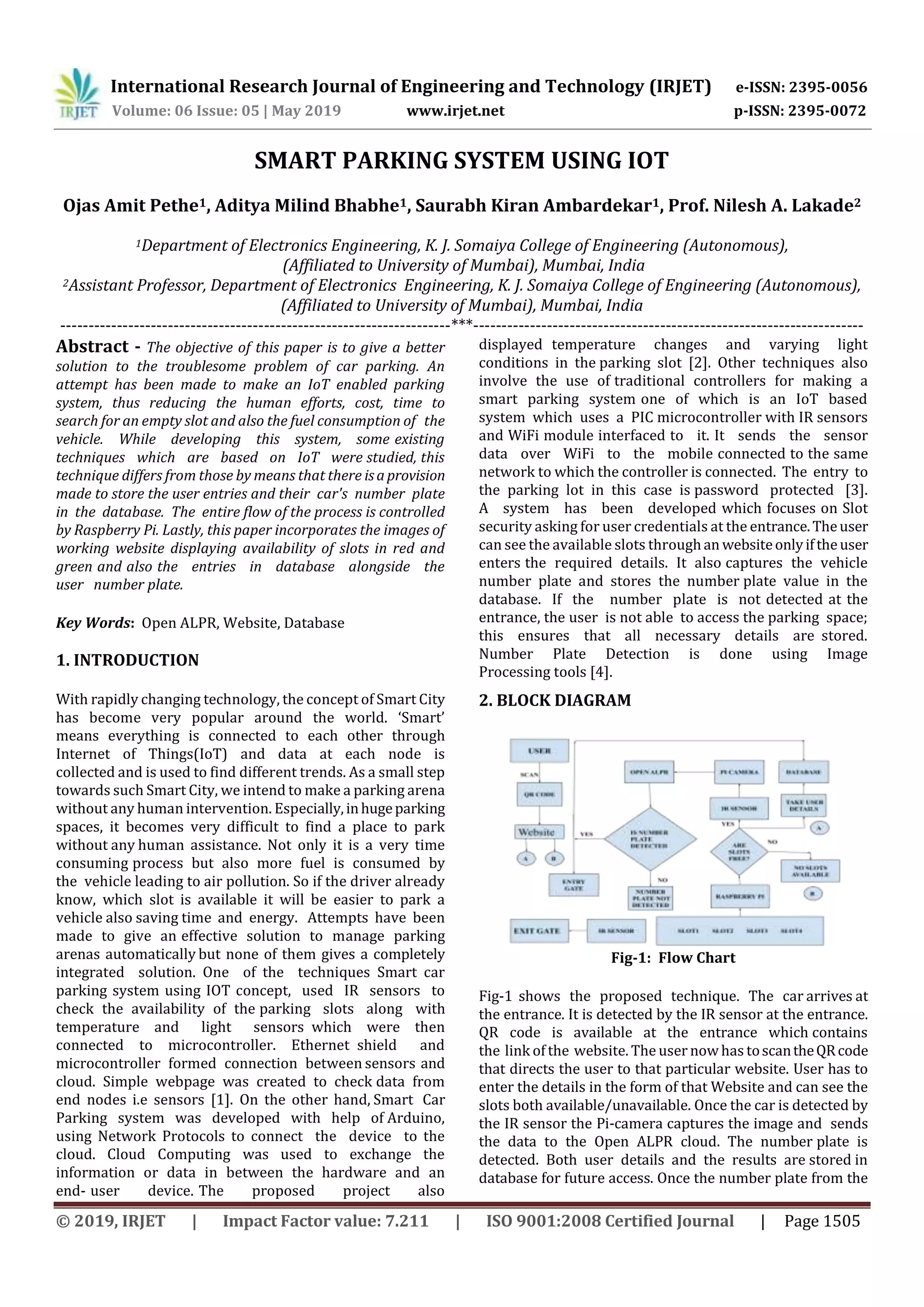 IRJET- Smart Parking System using IoT | PDF
