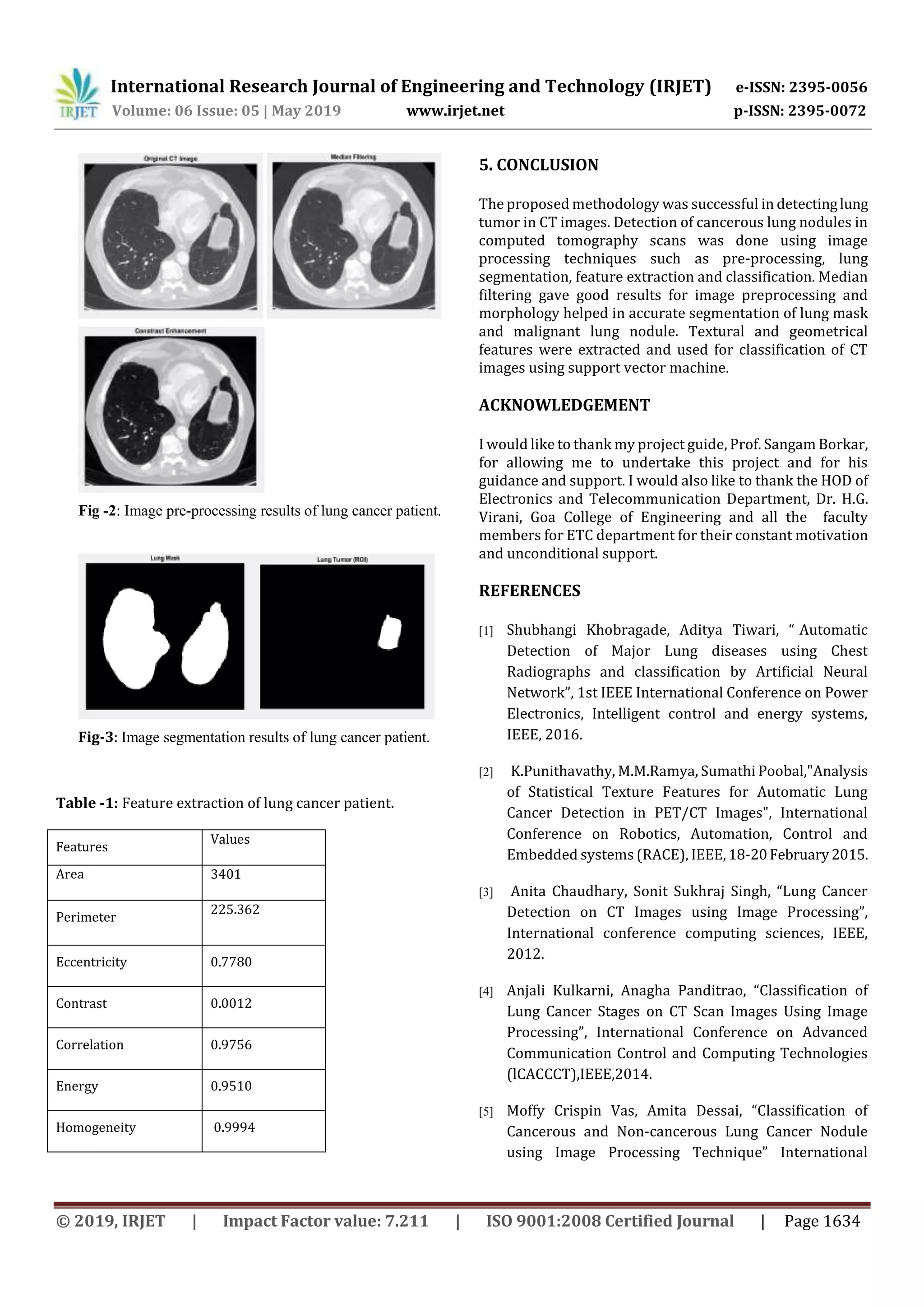 IRJET- Image Processing based Lung Tumor Detection System for CT Images | PDF