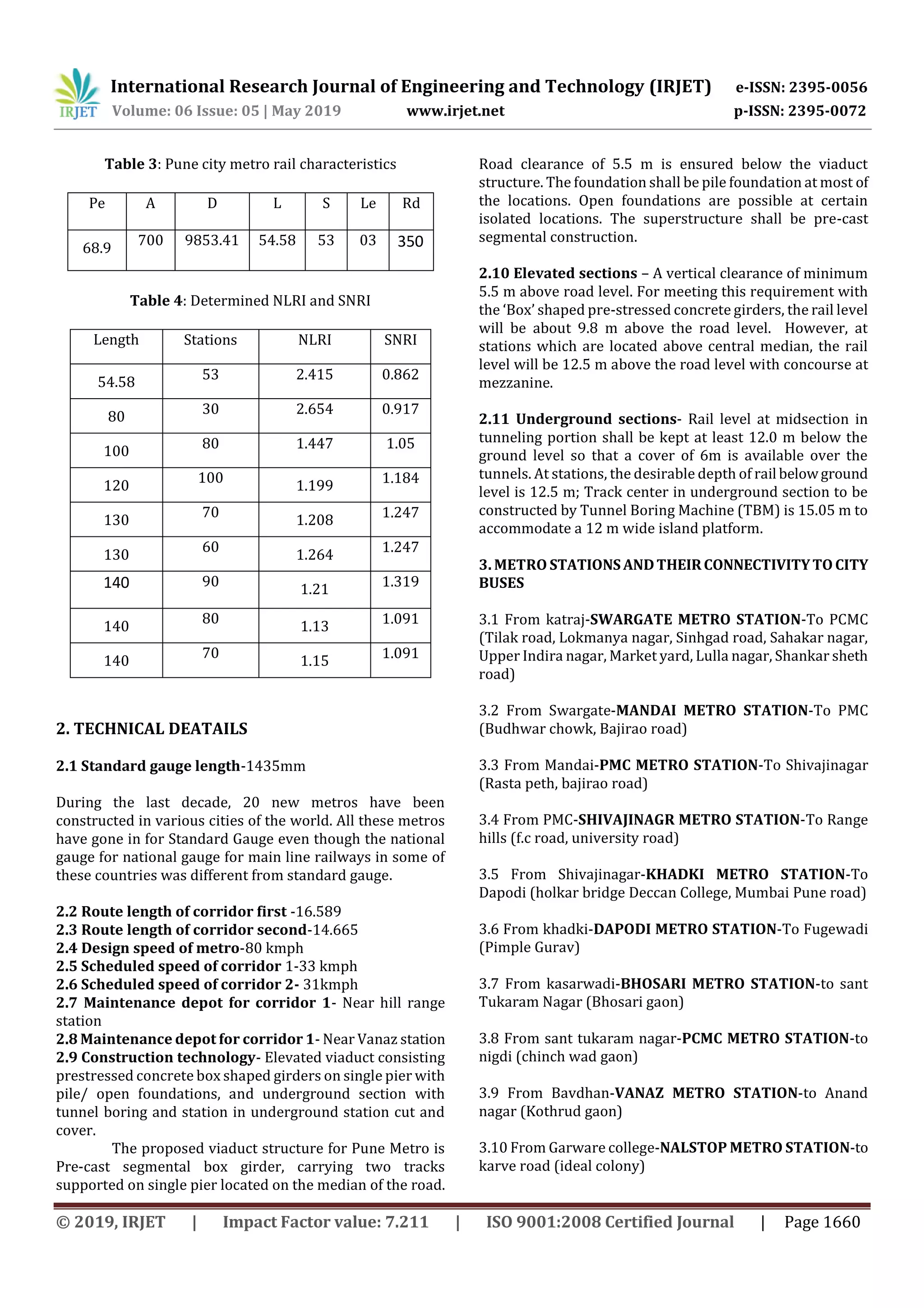 IRJET-Feasibility Study of Metro Rail Project in Pune City | PDF