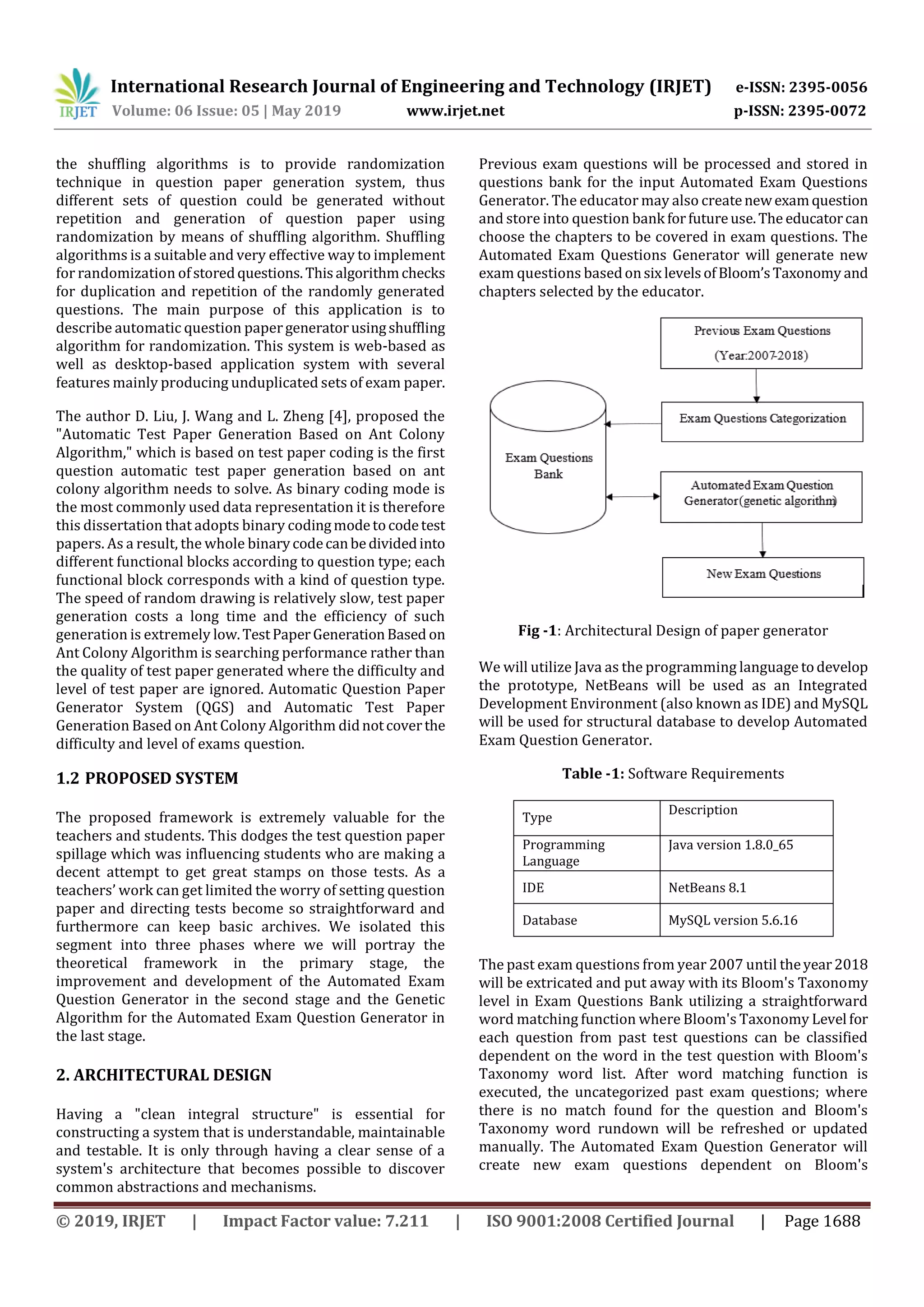 IRJET- Automated Exam Question Generator using Genetic Algorithm | PDF