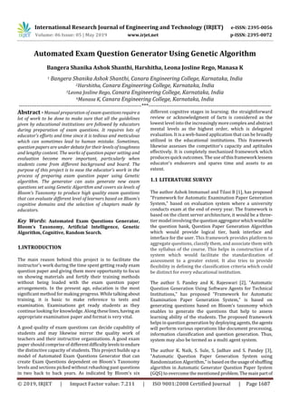 IRJET- Automated Exam Question Generator using Genetic Algorithm | PDF