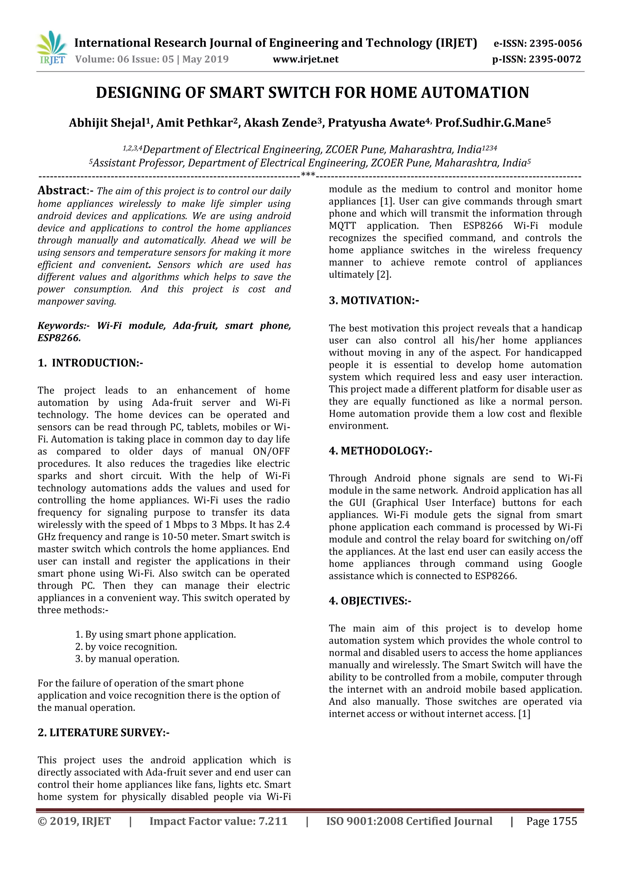 IRJET- Designing of Smart Switch for Home Automation | PDF