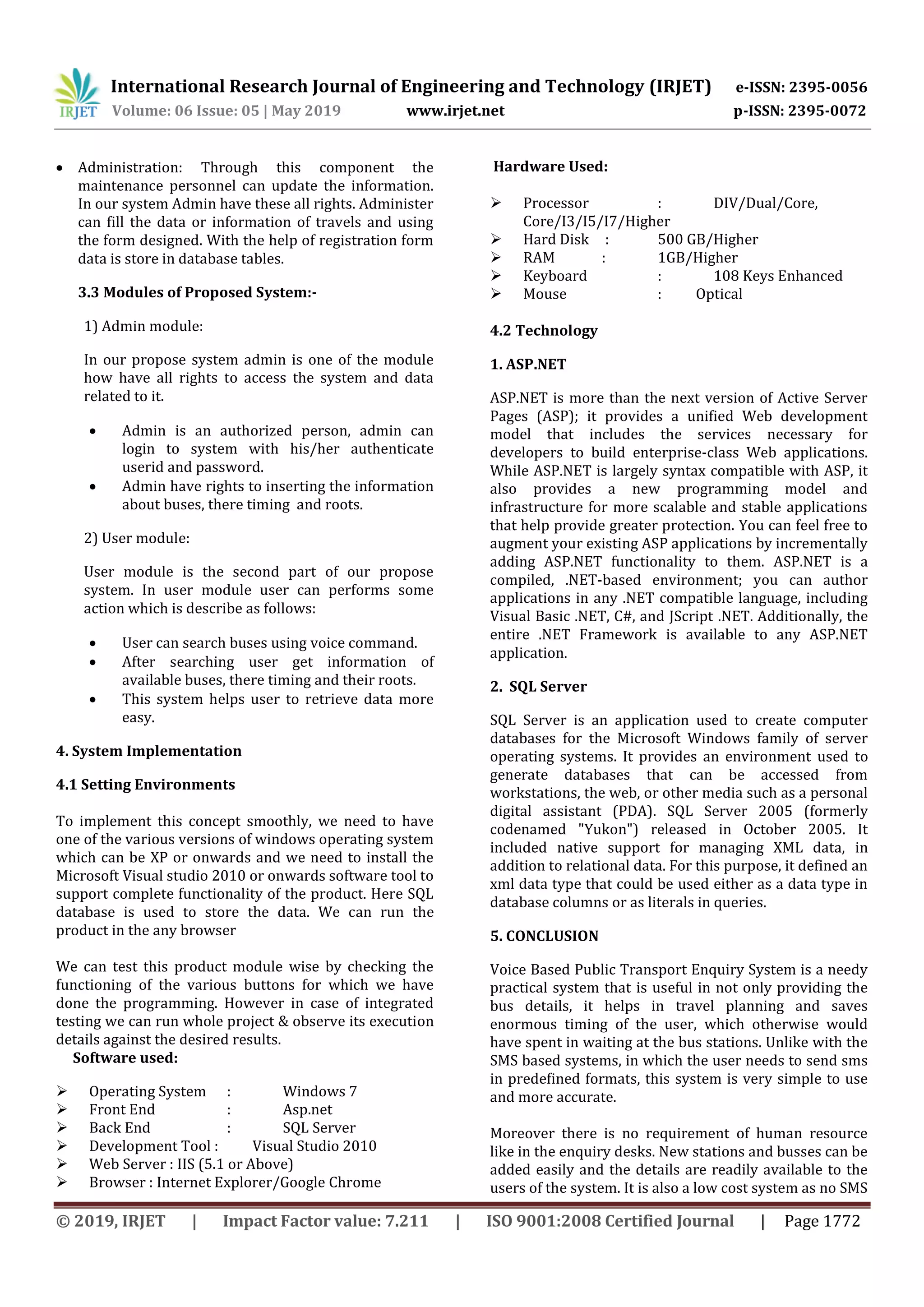 IRJET- Voice based Retrieval for Transport Enquiry System | PDF