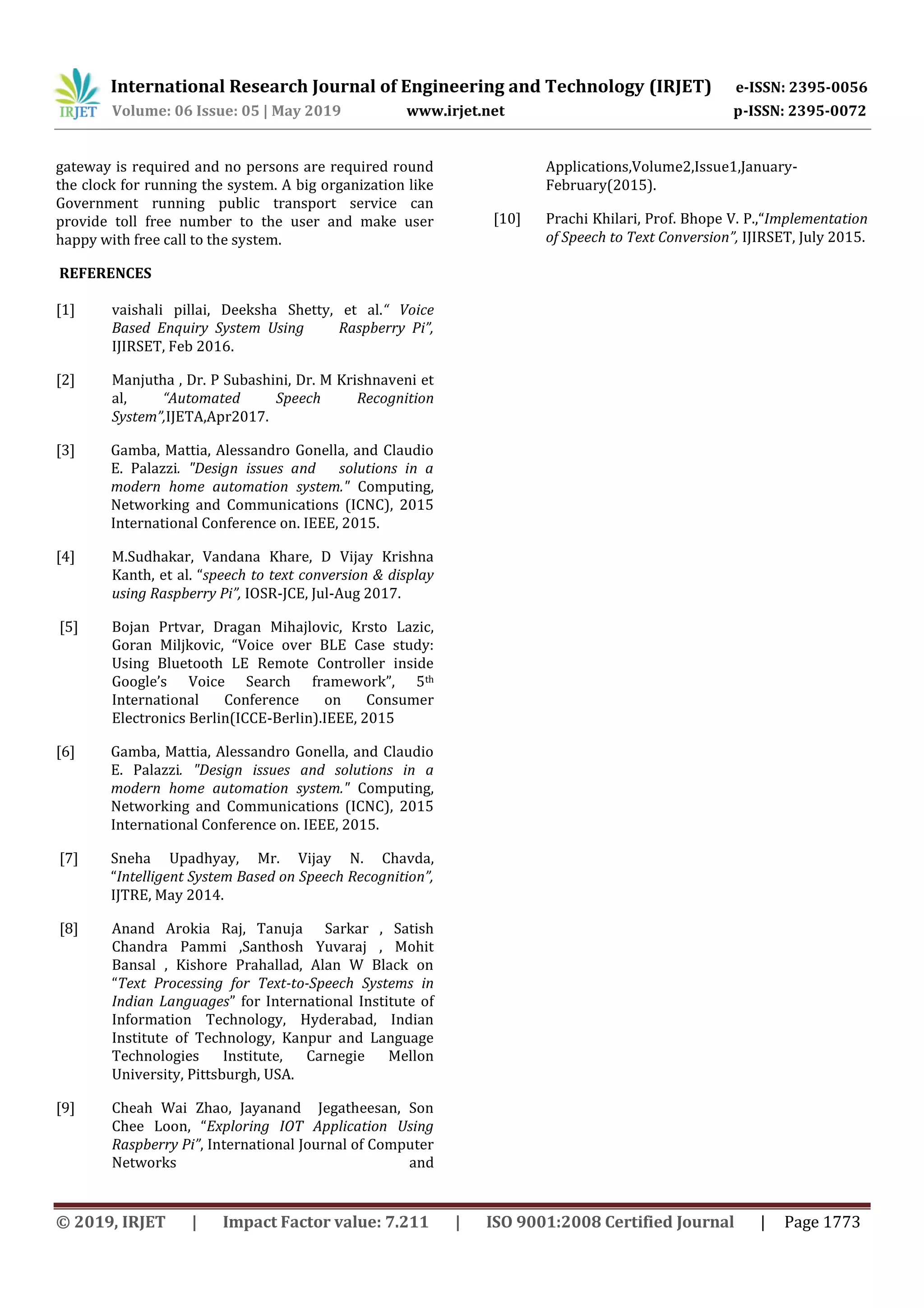 IRJET- Voice based Retrieval for Transport Enquiry System | PDF