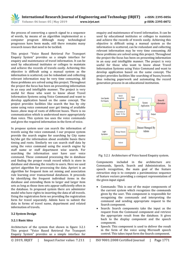 IRJET- Voice based Retrieval for Transport Enquiry System | PDF ...