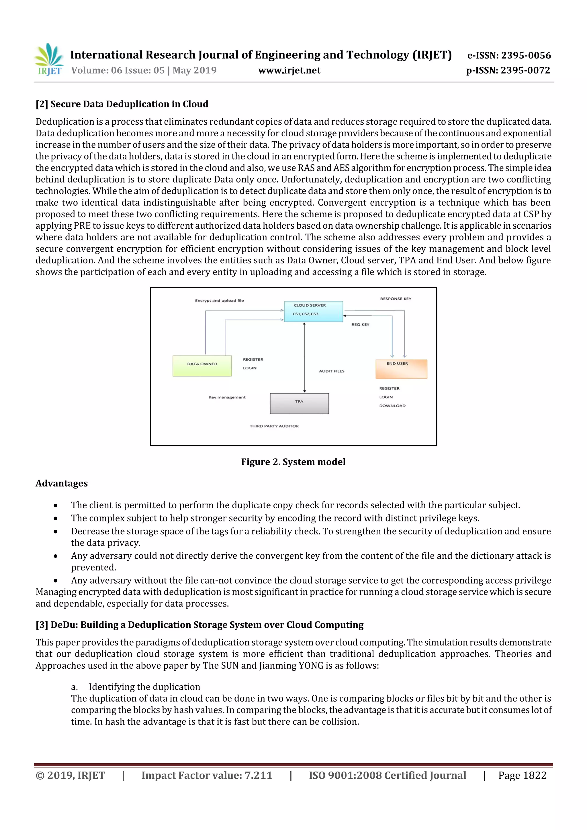 IRJET- Deduplication of Encrypted Bigdata on Cloud | PDF