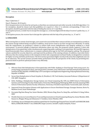 IRJET- Deduplication of Encrypted Bigdata on Cloud | PDF