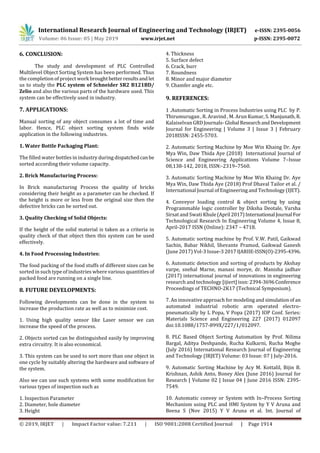 IRJET- Multilevel Object Sorting System using PLC Controller | PDF