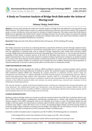 IRJET- A Study on Transient Analysis of Bridge Deck Slab Under the ...