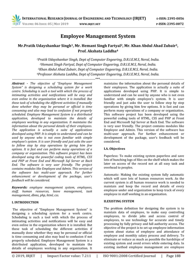 IRJET- Employee Management System | PDF