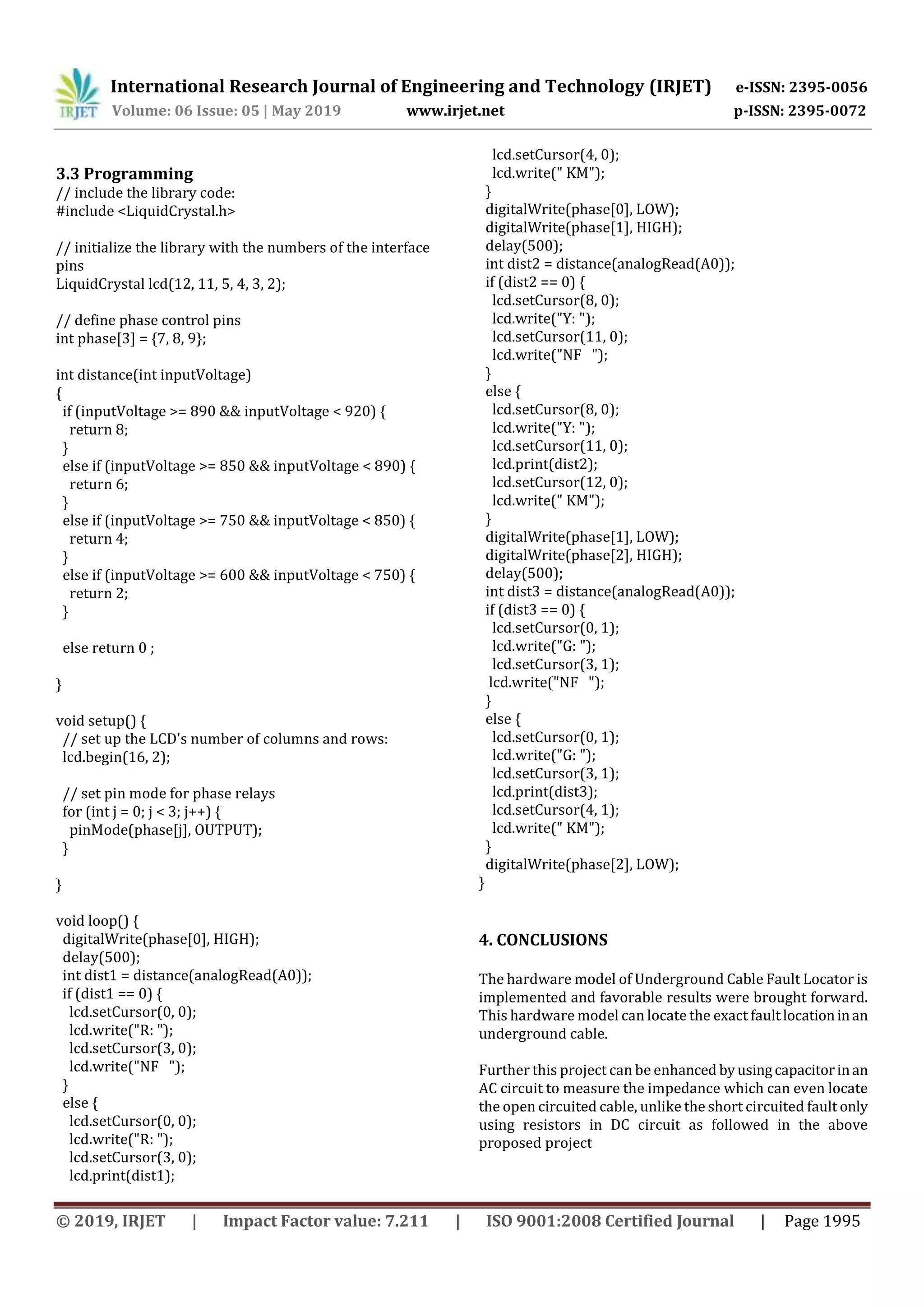 IRJET- Underground Cable Fault Distance Locator | PDF