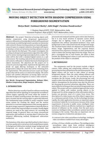 IRJET- Moving Object Detection with Shadow Compression using Foreground Segmentation | PDF