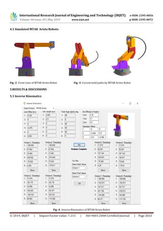 IRJET- Simulation and Kinematic Analysis of MTAB ARISTO Robot | PDF