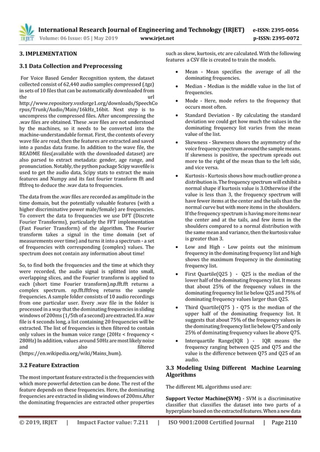 IRJET- Voice based Gender Recognition | PDF