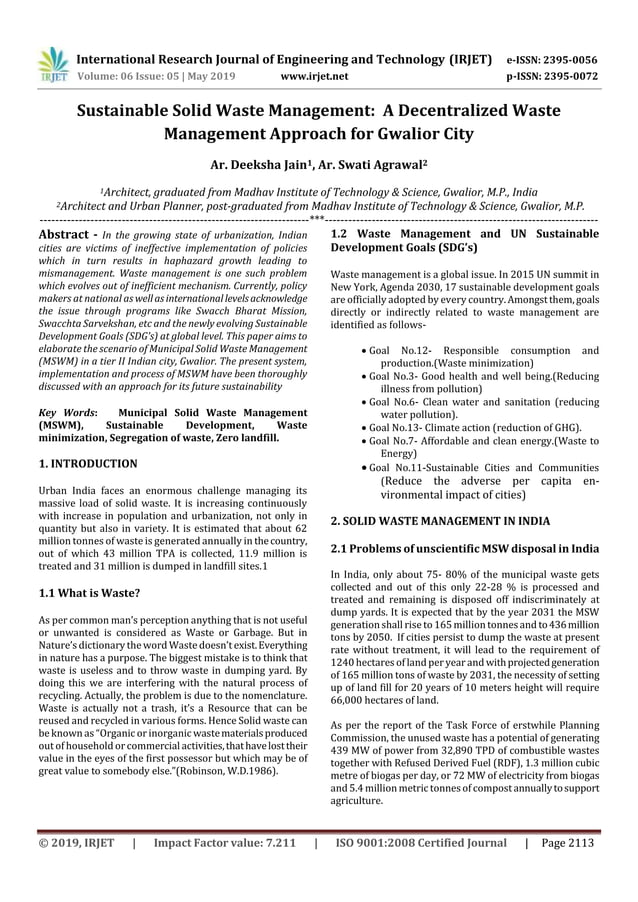 IRJET- Sustainable Solid Waste Management: A Decentralized Waste ...