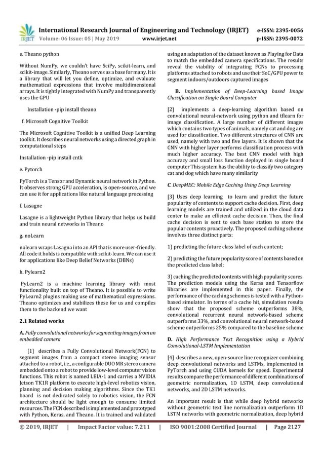 IRJET- Python Libraries and Packages for Deep Learning-A Survey | PDF