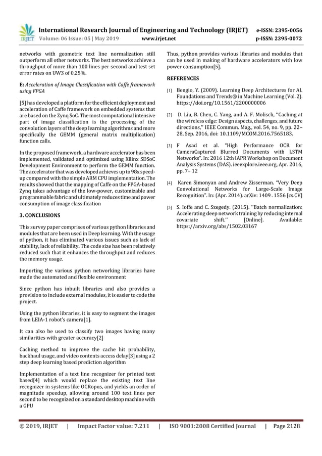 IRJET- Python Libraries and Packages for Deep Learning-A Survey | PDF