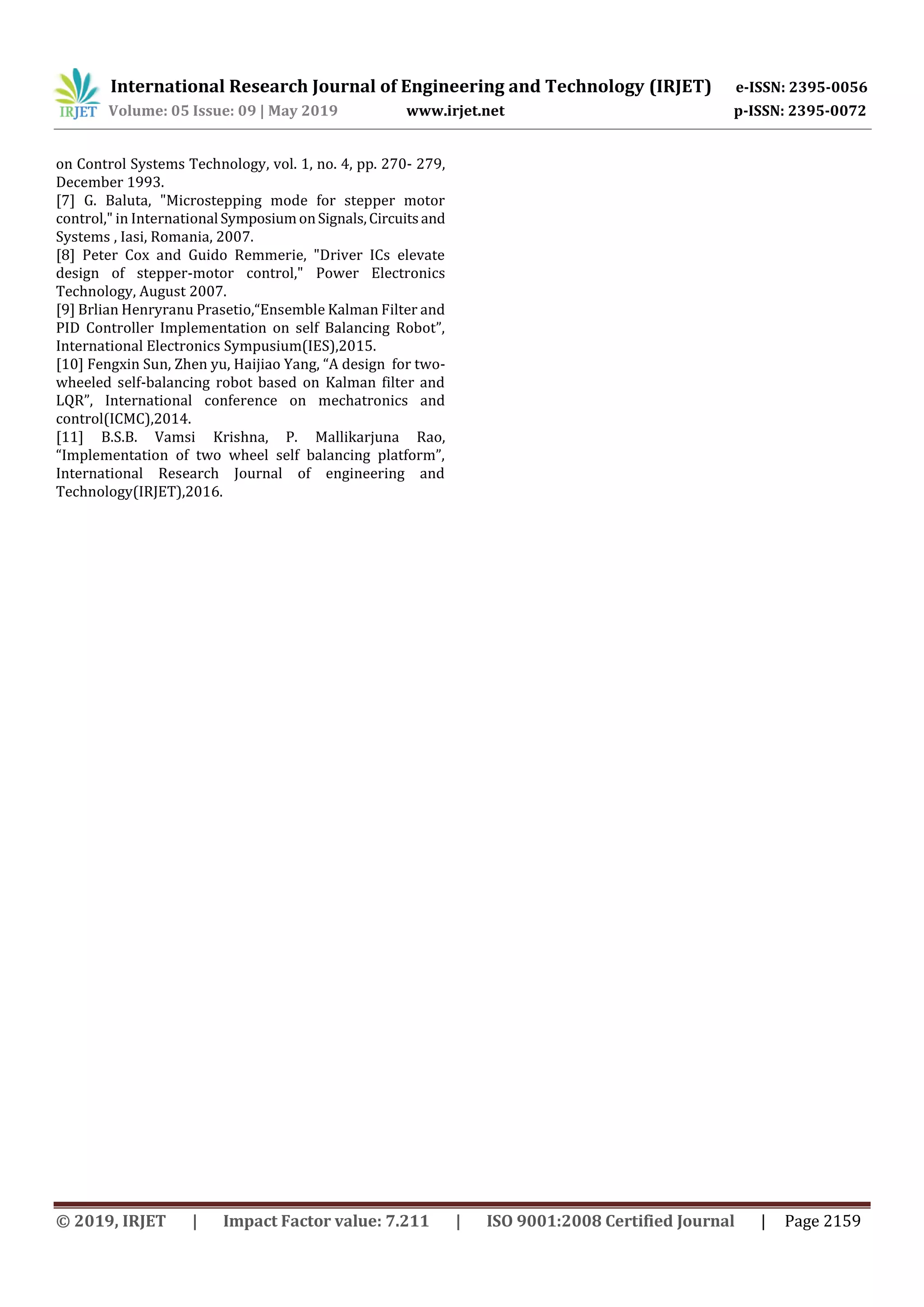 IRJET- Design & Development of Two-Wheeled Self Balancing Robot | PDF