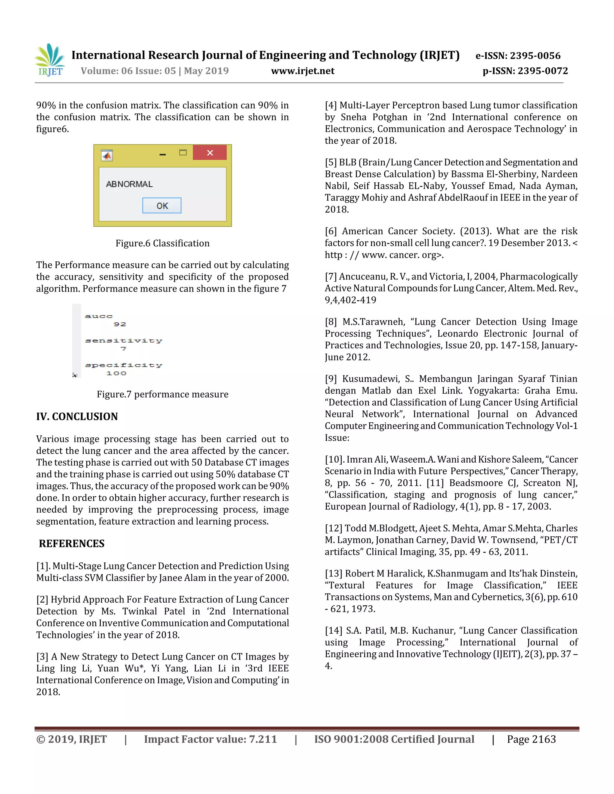 IRJET- Analysis of Lung Cancer using Multilayer Perceptron Classifier | PDF
