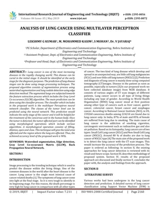 IRJET- Analysis of Lung Cancer using Multilayer Perceptron Classifier | PDF