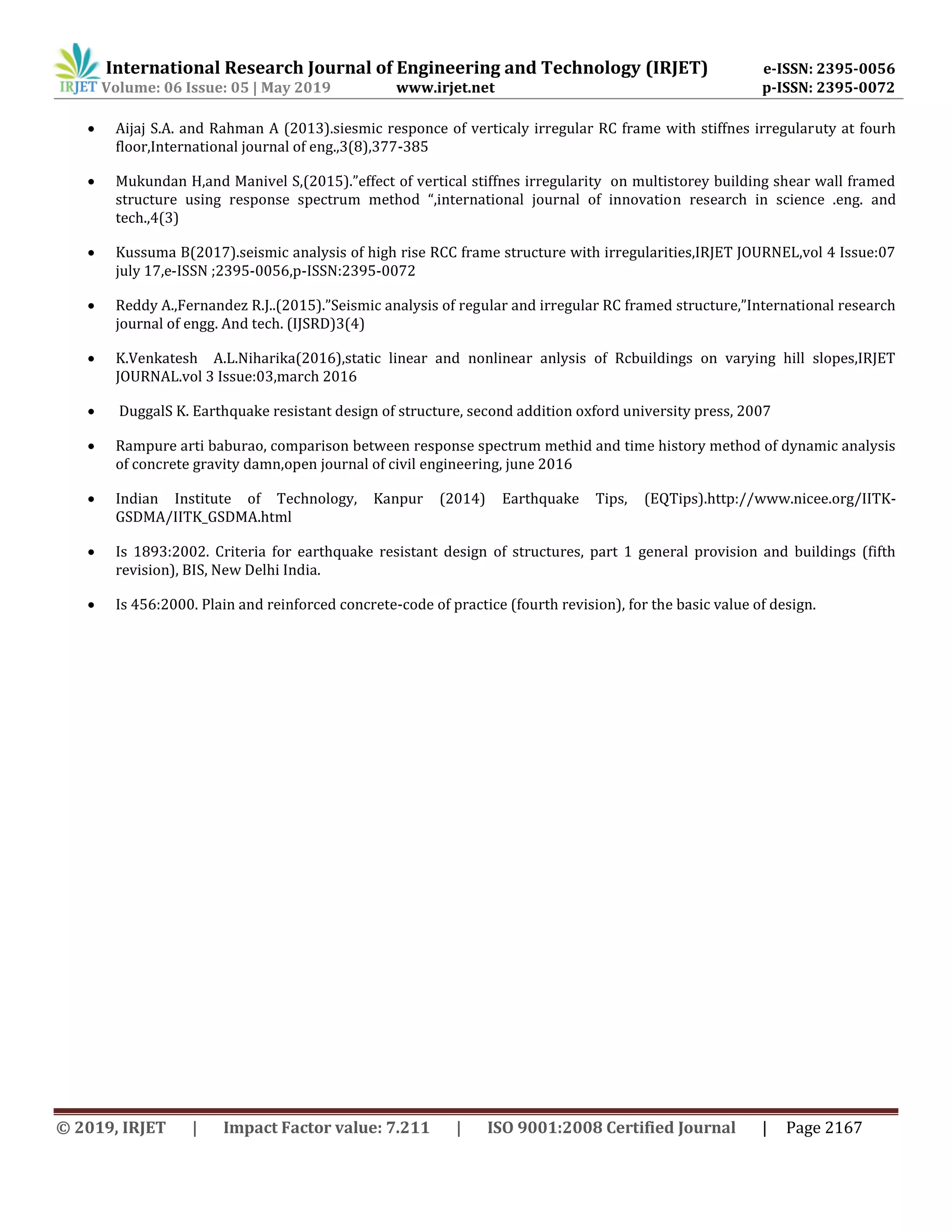 IRJET- Seismic Analysis of Regular and Irregular Building by Time ...