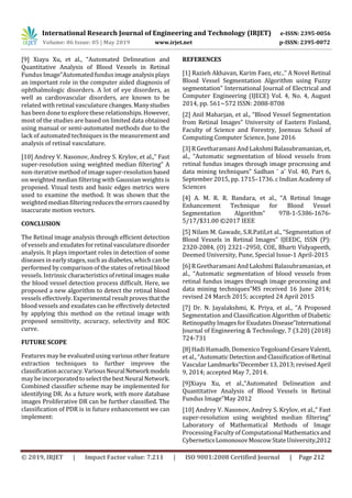 IRJET- Blood Vessel Segmentation in Retinal Images using Matlab | PDF