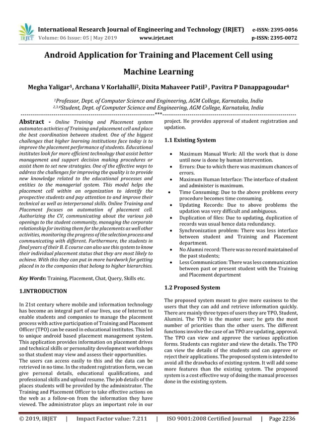 IRJET- Android Application for Training and Placement Cell using ...