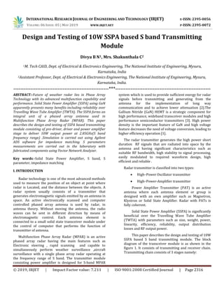 IRJET- Design and Testing of 10W SSPA based S Band Transmitting Module ...