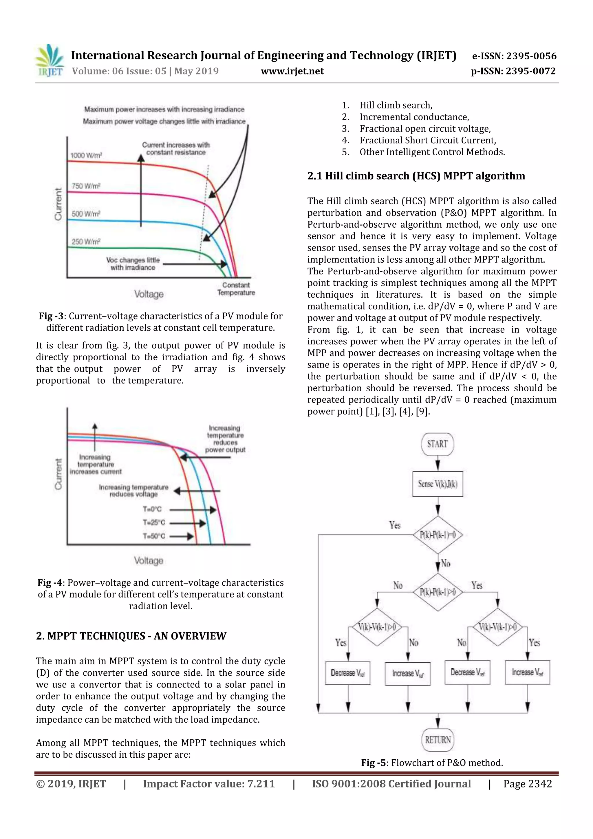 IRJET-Maximum Power Point Tracking Techniques for Photovoltaic Systems - A Review | PDF
