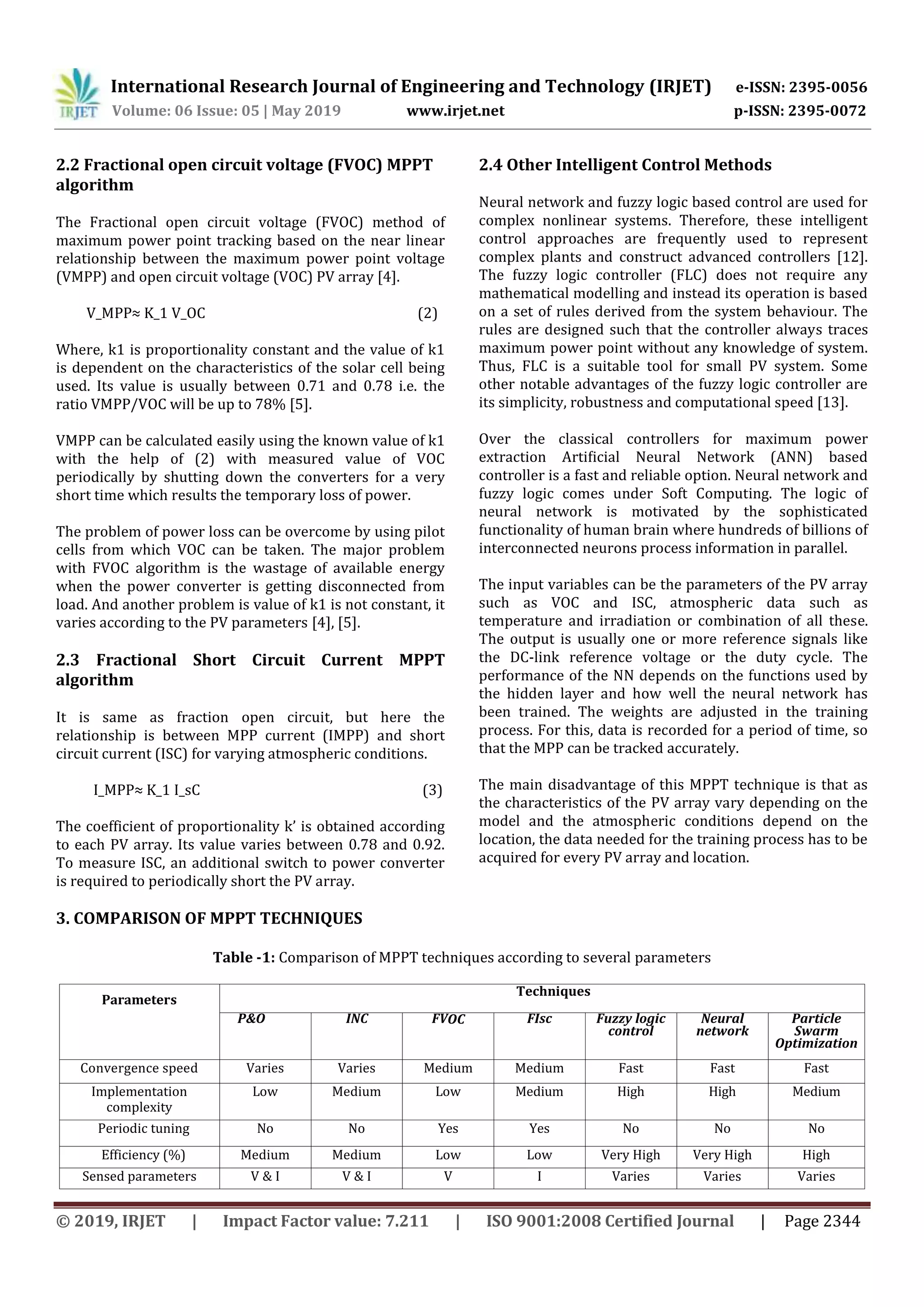 IRJET-Maximum Power Point Tracking Techniques for Photovoltaic Systems - A Review | PDF