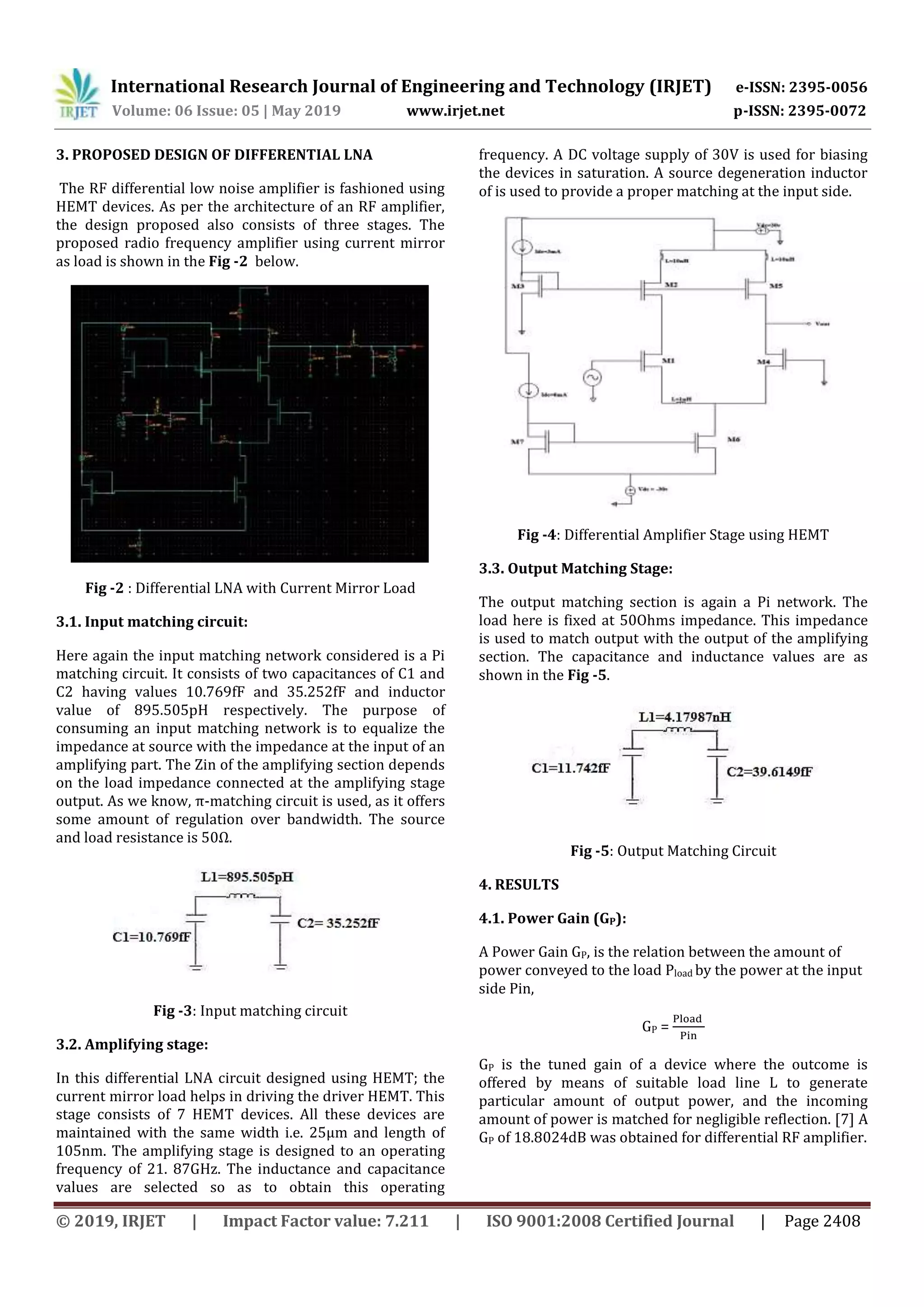 IRJET-K- Band Differential LNA using Gan HEMT | PDF
