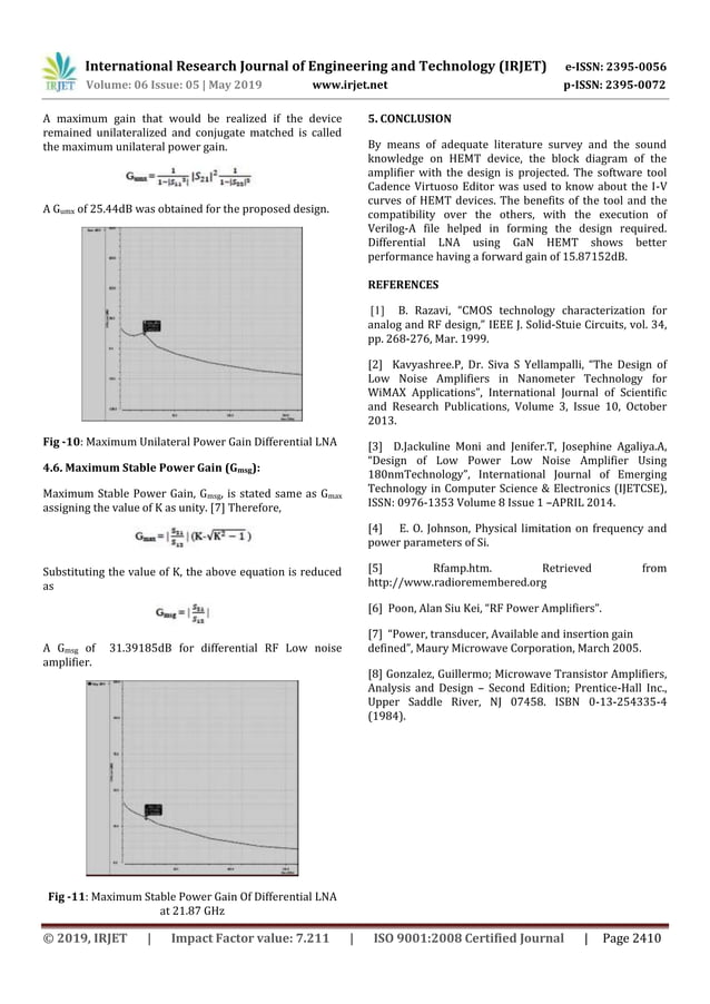 IRJET-K- Band Differential LNA using Gan HEMT | PDF