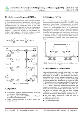 IRJET-A Comparative Study of Digital FIR and IIR Band- Pass Filter | PDF
