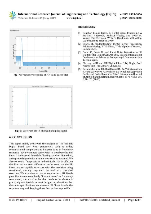 IRJET-A Comparative Study of Digital FIR and IIR Band- Pass Filter | PDF