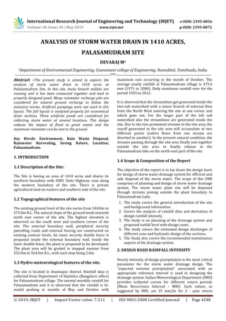 IRJET-Analysis of Storm Water Drain in 1410 Acres, Palasamudram Site | PDF