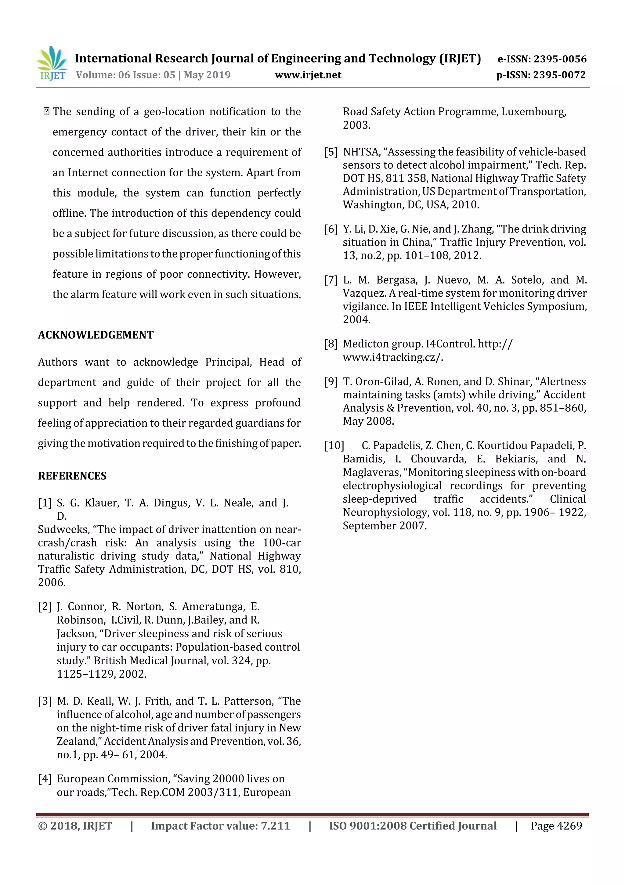 IRJET-Drunk and Drowsy Detection of Drivers using Artificial ...